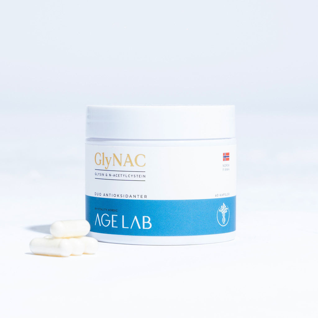 Glysin og NAC (GlyNAC) tilskudd +99% i Norge | AgeLab.no