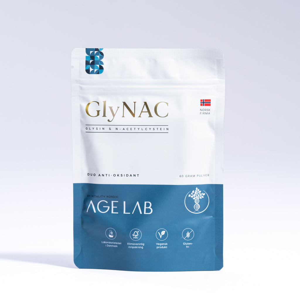 Glysin og NAC (GlyNAC) tilskudd +99% i Norge | AgeLab.no